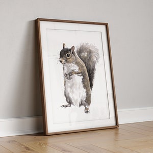 PRINTABLE Squirrel Art, Cute Watercolor Gray Squirrel, Watercolour ...