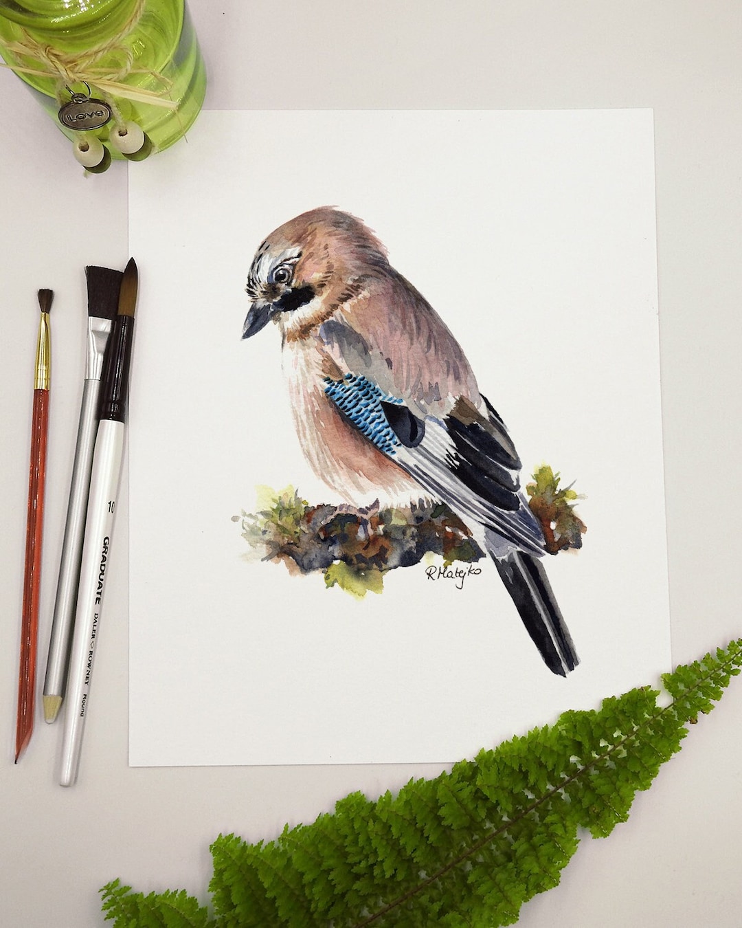ORIGINAL Jay Watercolor Painting, Eurasian Jay Bird Wall Art, British ...