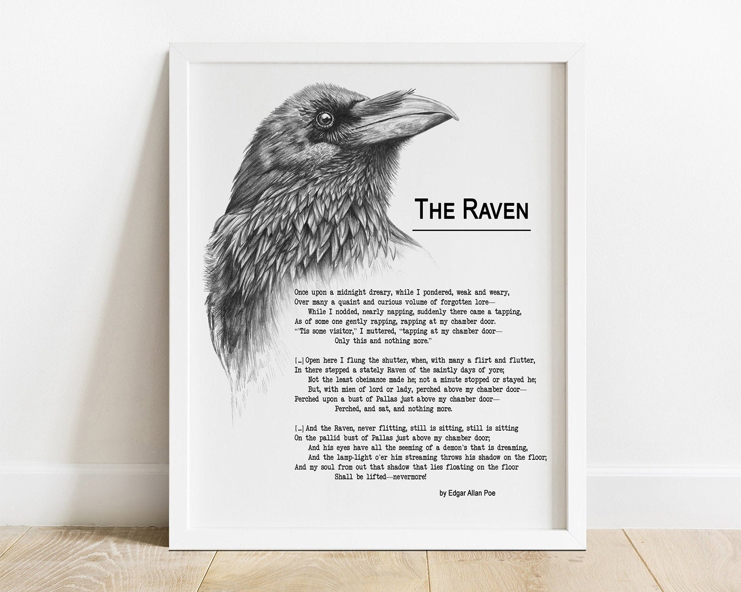 The Raven Poem PRINT, Edgar Allan Poe Nevermore Poem Print, Raven Wall ...