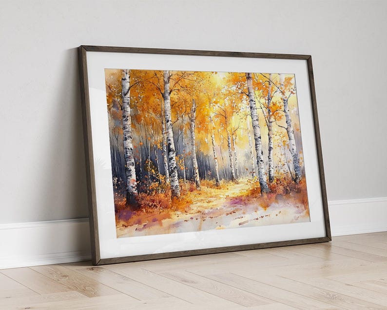 Birch Trees Art PRINT, Silver Birch Watercolor Painting Wall Art ...