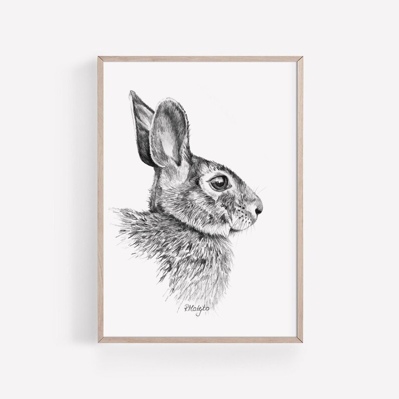 PRINTABLE Bunny Art Print Cute Rabbit Pencil Wall Art Baby - Etsy