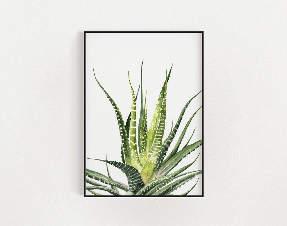 PRINTABLE Aloe Vera Wall Art Print Watercolor Succulent - Etsy