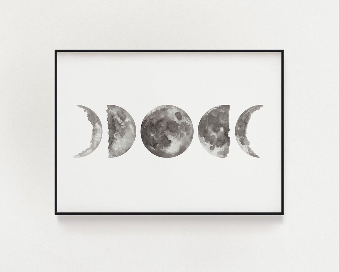 PRINTABLE Moon Phases Art Watercolor Moon Phases Painting - Etsy