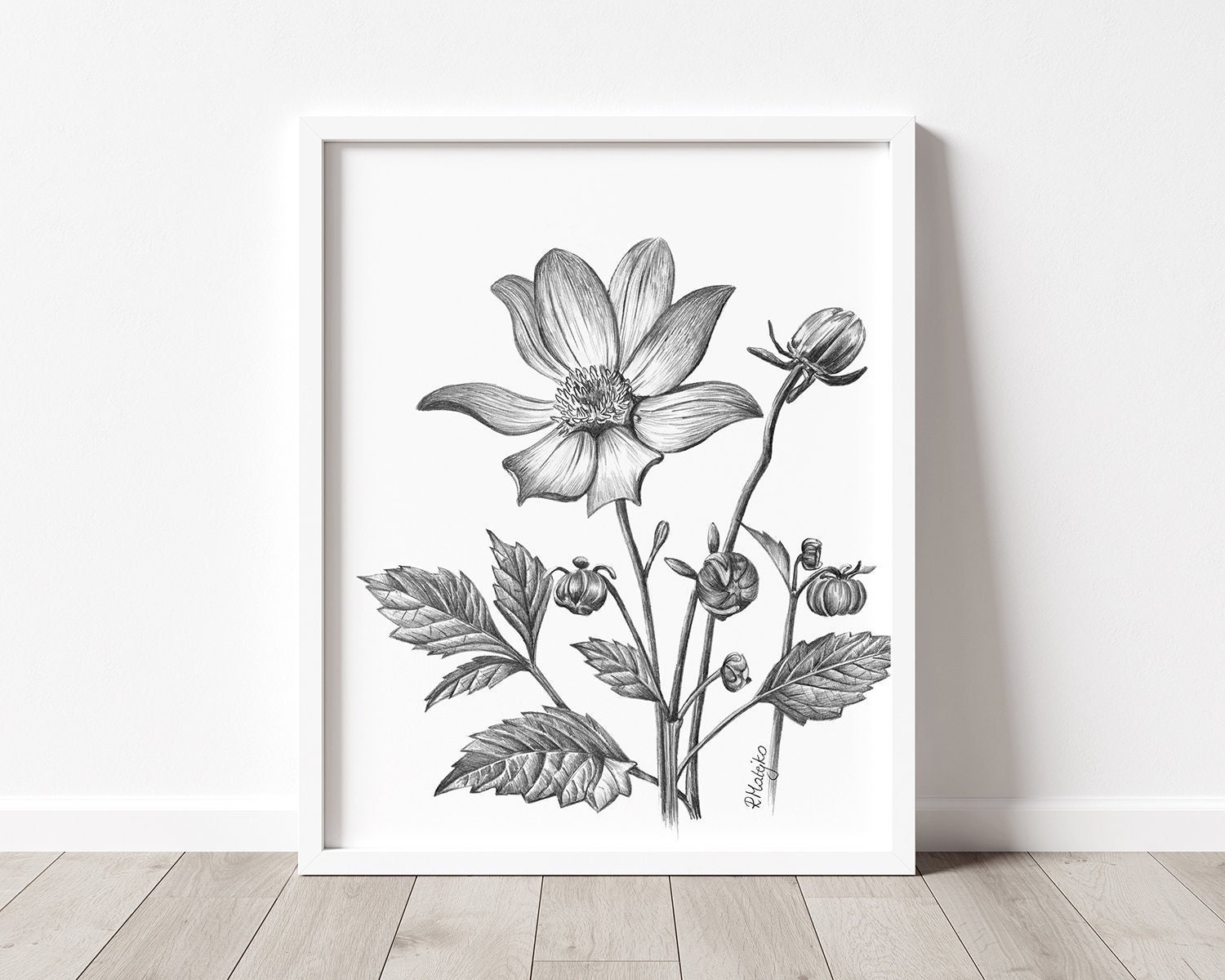 Flower Garden Pencil Drawing
