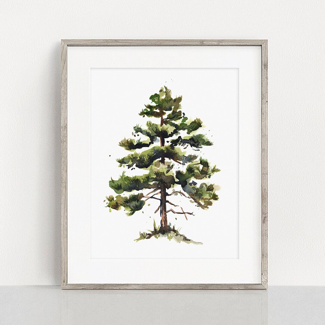 PRINTABLE Pine Tree Art Watercolor Tree Print, Woodland Tree, Pine Tree ...