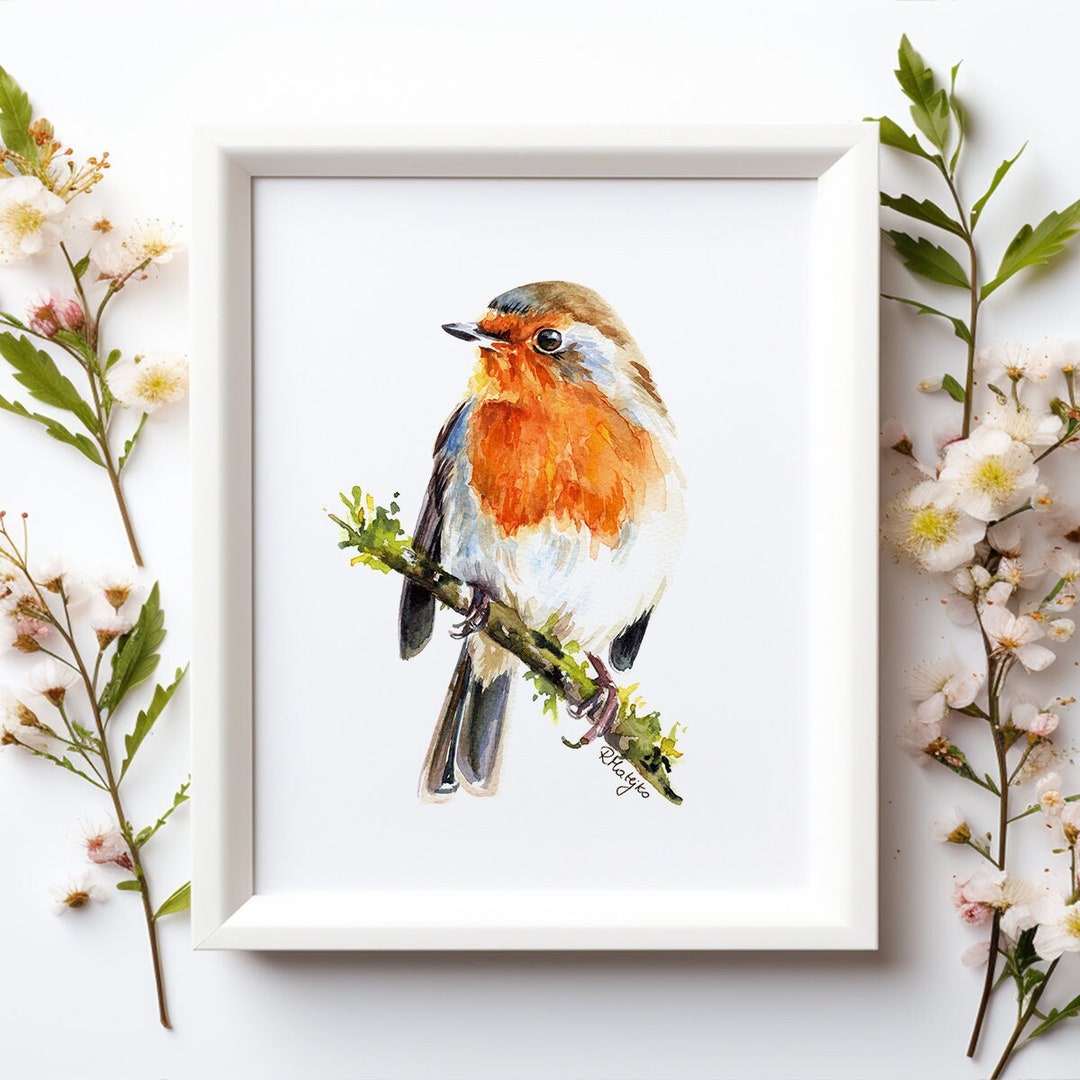 Robin Wall Art PRINT, Garden Bird, Robin Redbreast, Wildlife Art Print ...