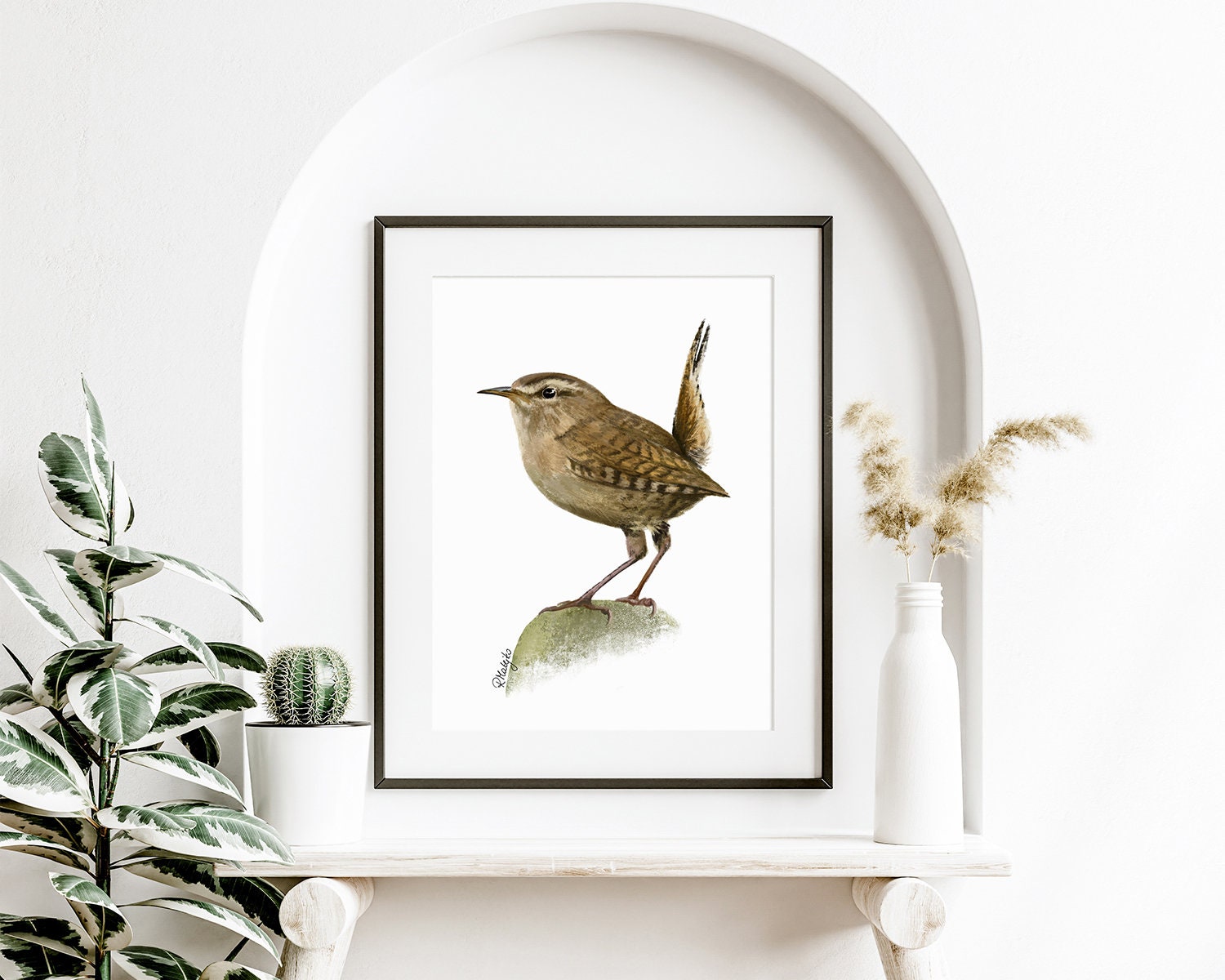 Wren Wall Art Print, Wren Bird Painting, Garden Bird Sketch, Bird ...