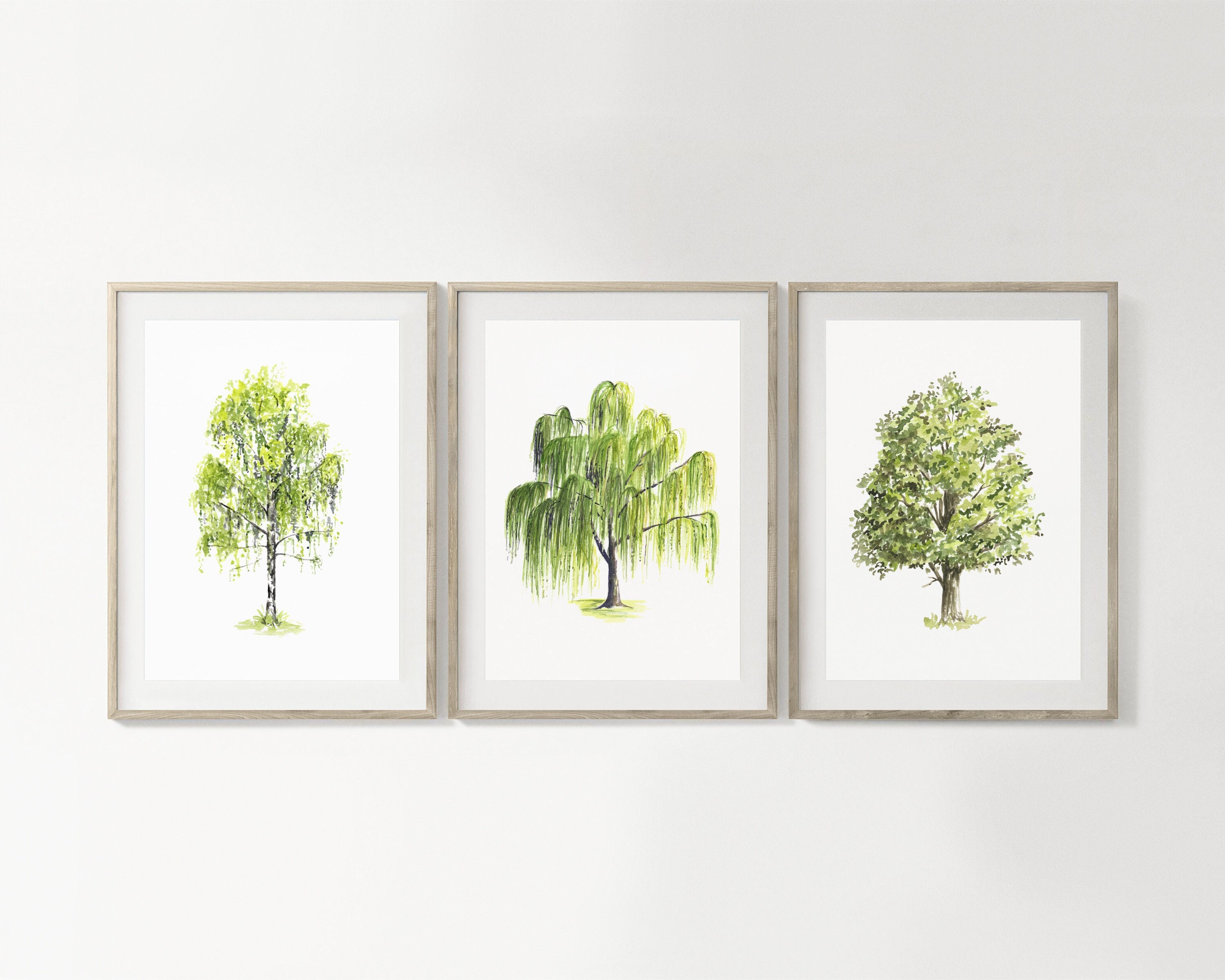 PRINTABLE Tree Art Set of 3 - Watercolour Tree Painting, Silver Birch ...