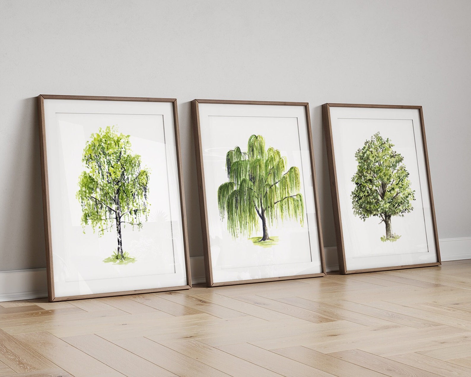 PRINTABLE Tree Art Set of 3 Watercolour Tree Painting, Silver Birch ...