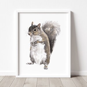 PRINTABLE Squirrel Art, Cute Watercolor Gray Squirrel, Watercolour ...