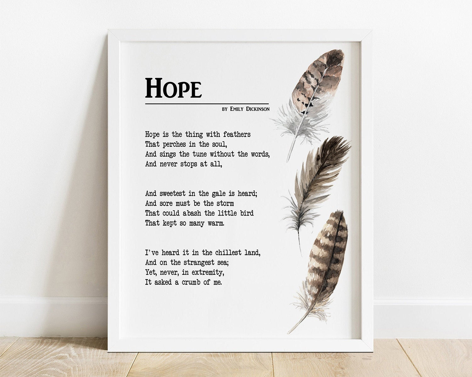 PRINTABLE Hope Poem by Emily Dickinson Inspirational Wall - Etsy