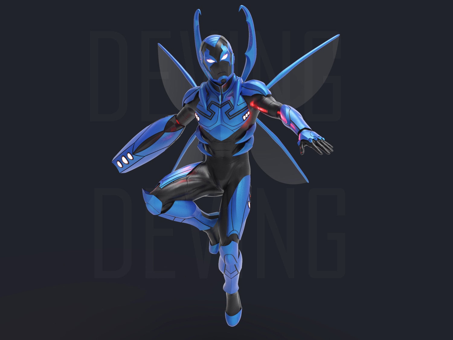 Blue Beetle Armor 3d Printable For Cosplay Etsy
