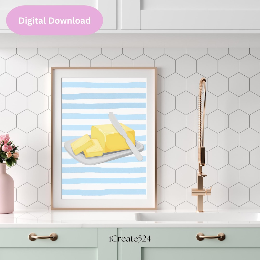 Butter Wall Art, Dopamine Decor, Modern Kitchen Wall Art, Bakery Art ...