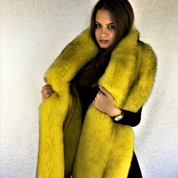 Double Side Yellow Fox Fur Stole - Etsy