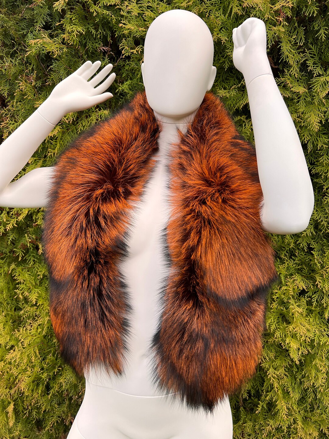 Silver Fox Fur Stole 47' 120cm Saga Furs Orange Fur Scarf Genuine Fox ...