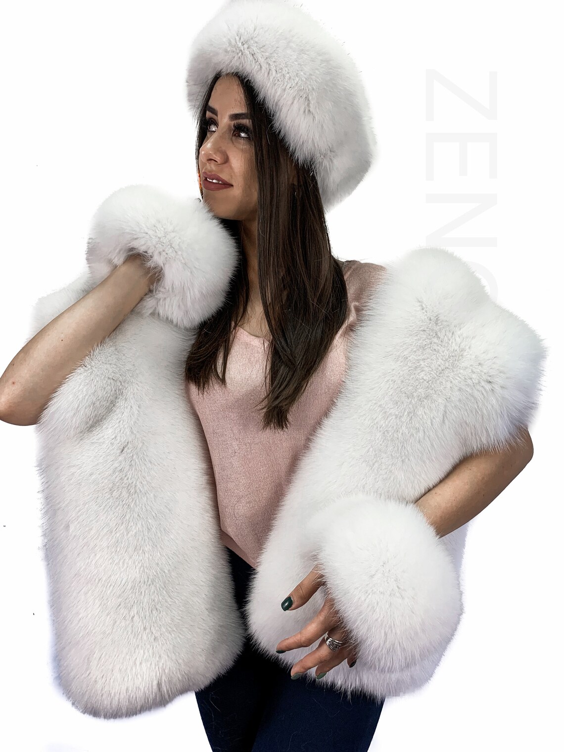 Double-sided Arctic Fox Fur Stole 75' 190cm Headband & | Etsy