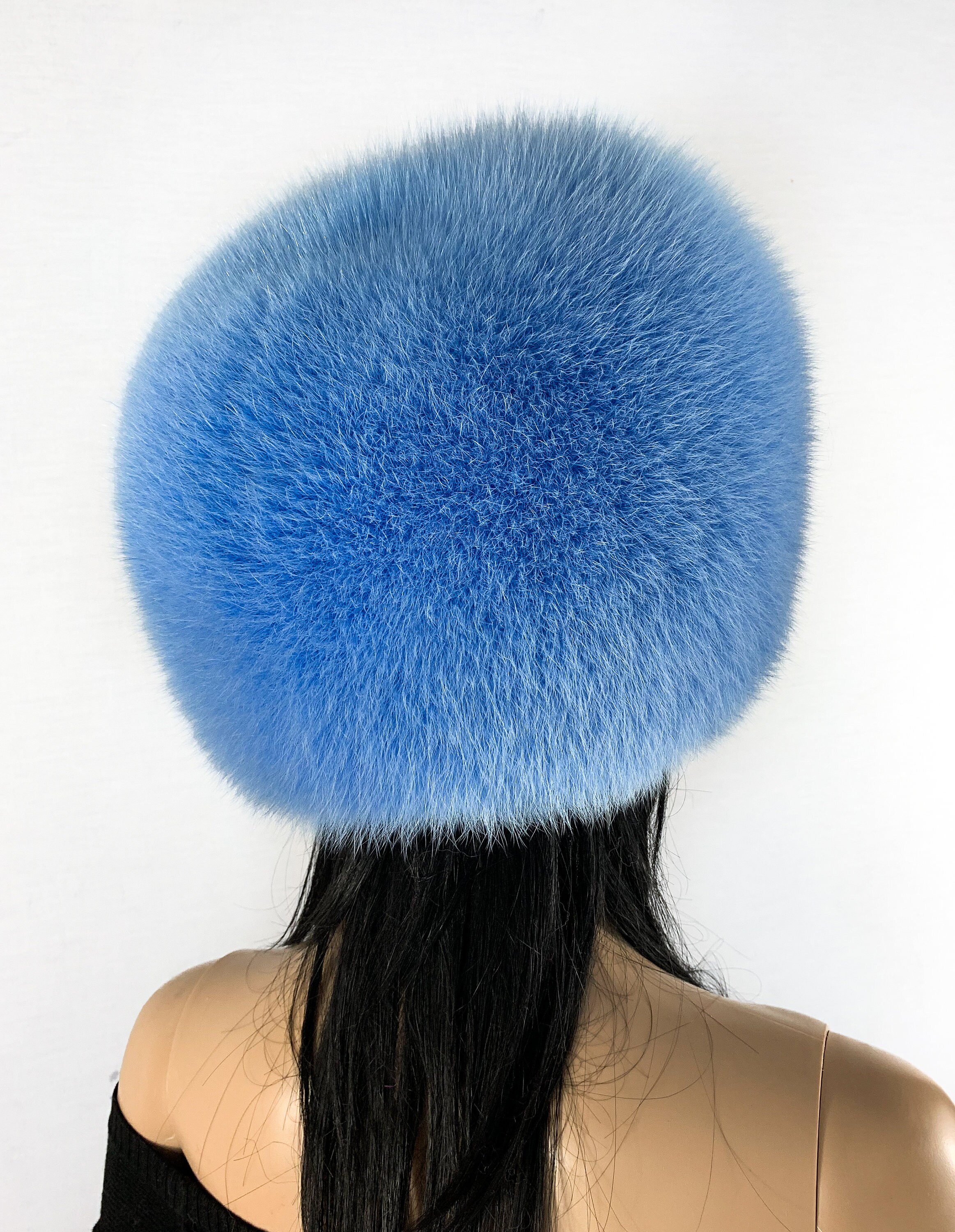 Arctic Fox Fur Hat Saga Furs Full Round Hat in Light Blue - Etsy