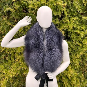 Blue Frost Fox Fur Collar 40' 100cm Saga Furs Natural Fur Collar ...