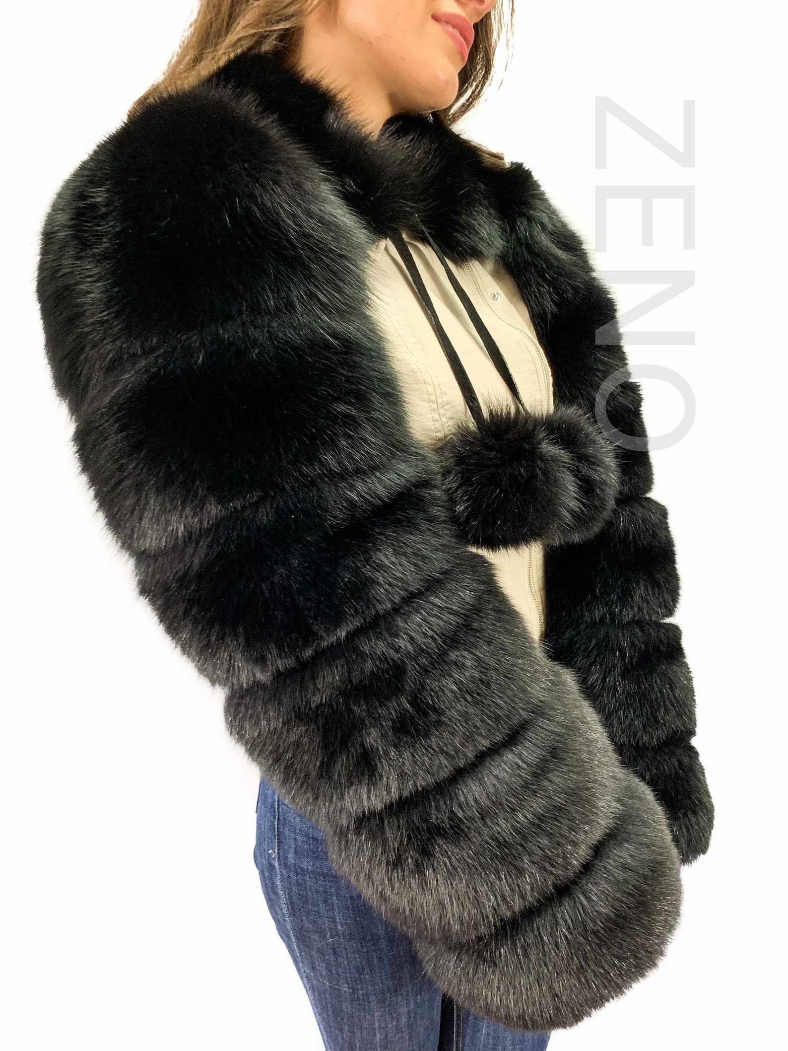 Jet Black Fox Fur Arm Sleeves With Scarf to Keep Them in Place - Etsy ...