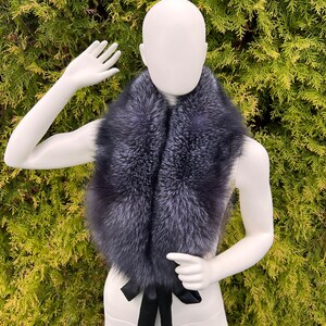 Blue Frost Fox Fur Collar 40' 100cm Saga Furs Natural Fur Collar ...