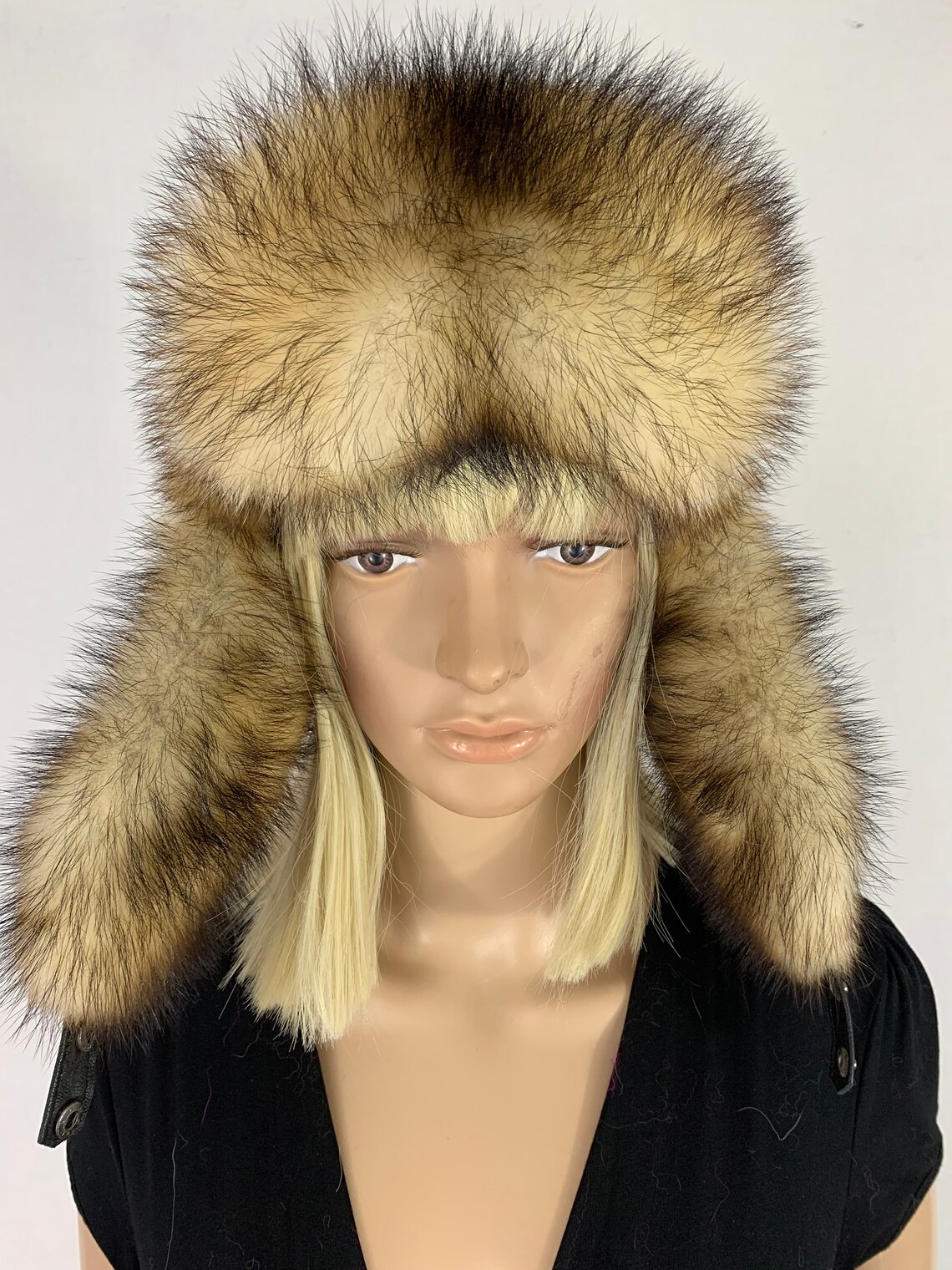 Marten Fur Hat With Leather Saga Furs Trapper Hat Fur Aviator | Etsy