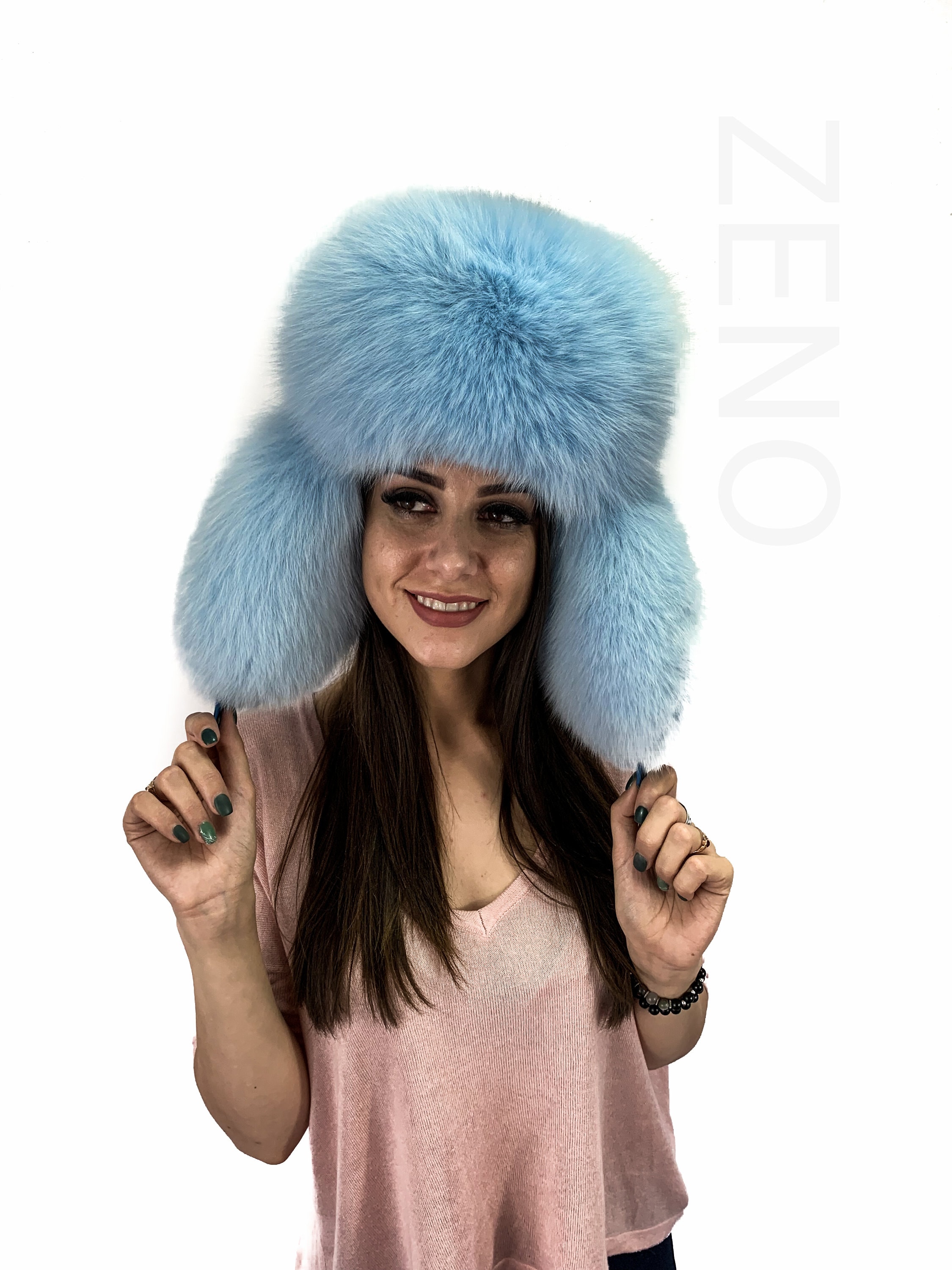 Arctic Fox Fur Hat Light Baby Blue Full Fur Ushanka Hat | Etsy