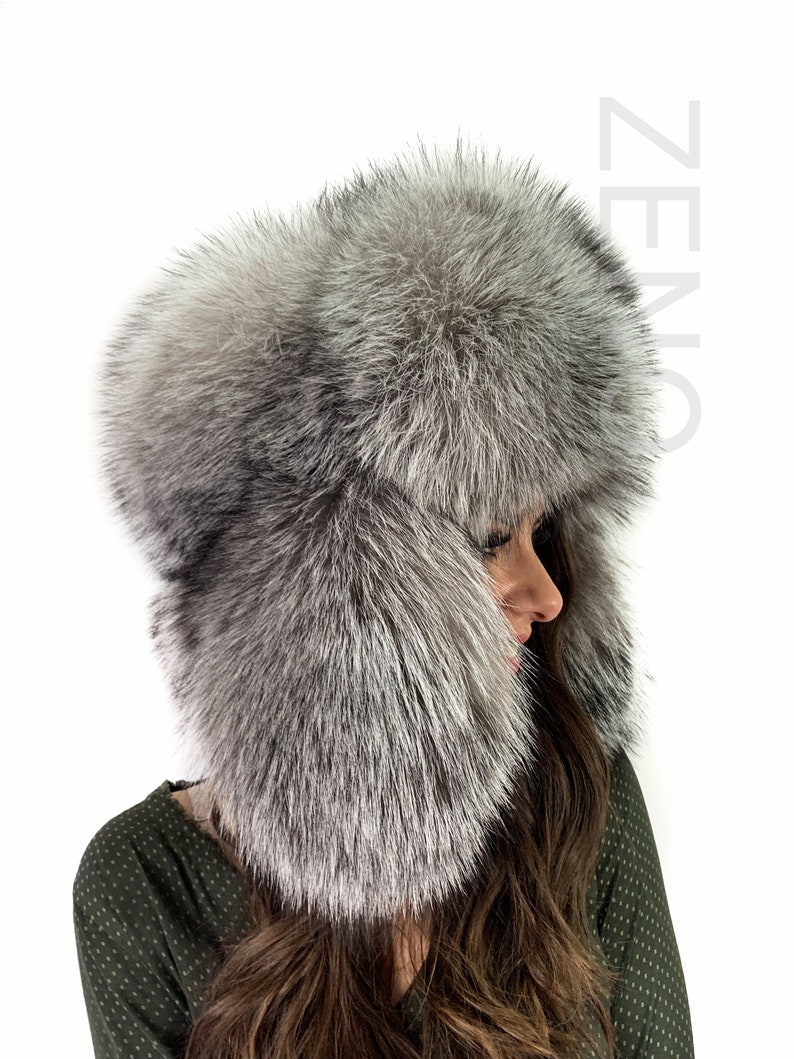 Blue Frost Fox Fur Full Ushanka Hat Adjustable Saga Furs Hat - Etsy