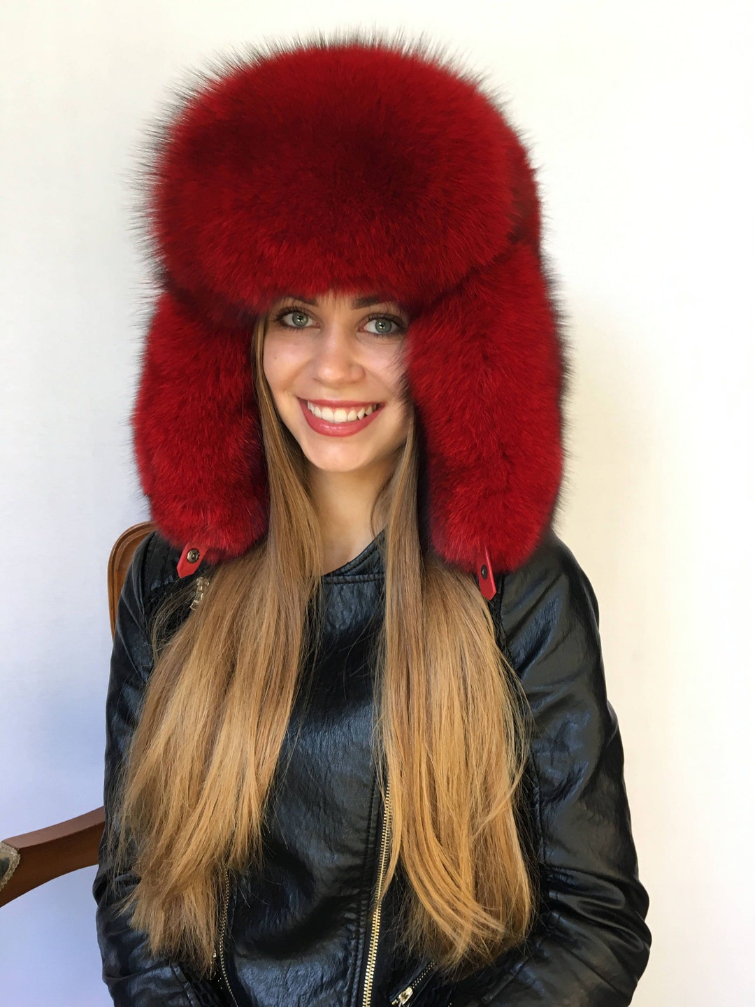 Fox Fur Hat Adjustable Saga Furs Red Full Fur Ushanka Hat - Etsy