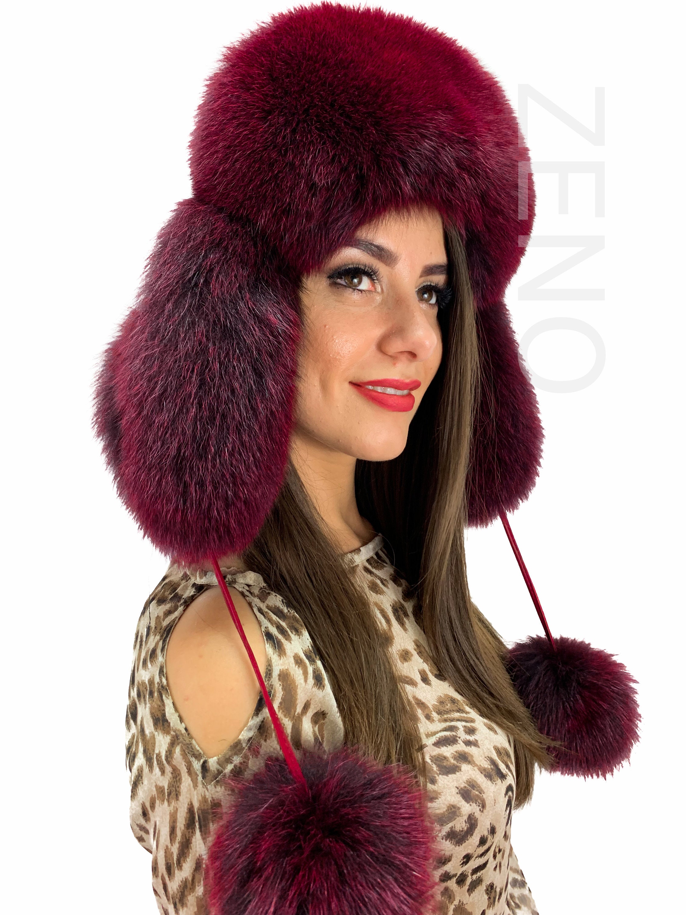 Finland Fox Fur Hat Saga Furs Ushanka Hat Burgundy Red Fur - Etsy Canada