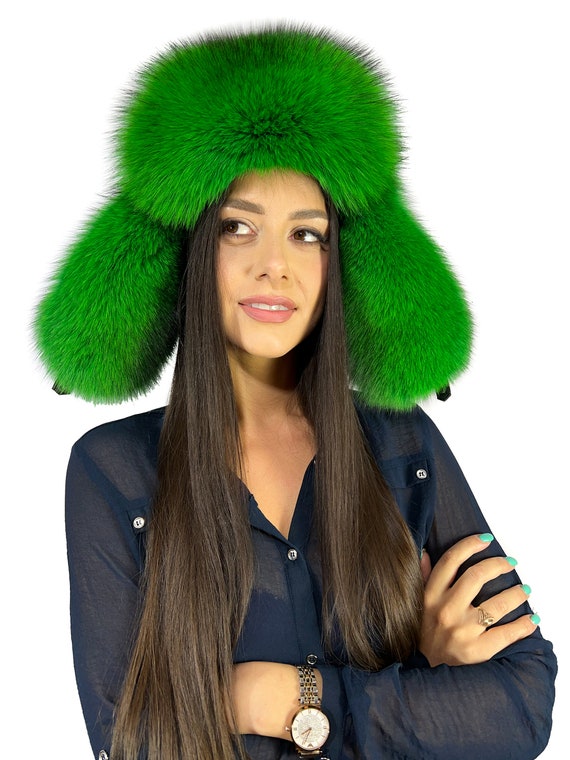 Arctic Fox Fur Hat Saga Furs Ushanka Hat In Light Bright Green Sweden | atelier-yuwa.ciao.jp