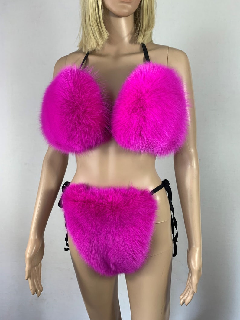 Arctic Fox Fur Bikini Double Sided Fur Two Pieces Bikini Fur Etsy