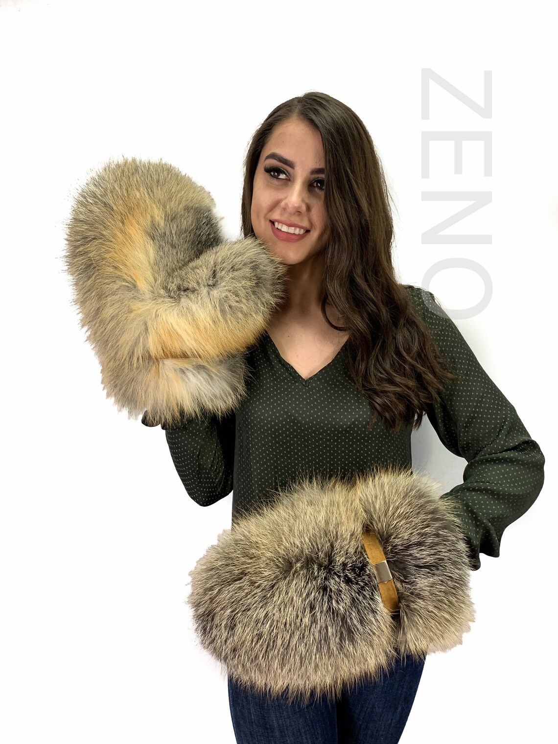 Golden Island Fox Fur Mittens All Fur Gloves Natural Fur - Etsy