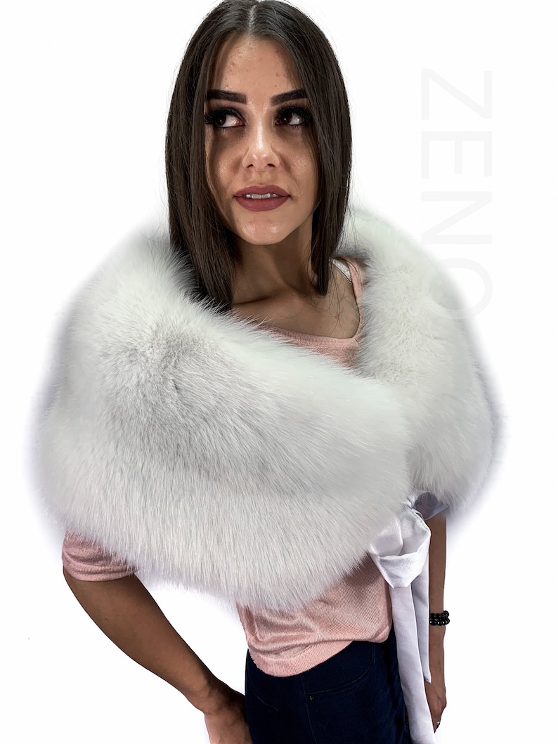 Extra Wide Arctic Fox Fur Shawl 47' 120cm Saga Furs - Etsy
