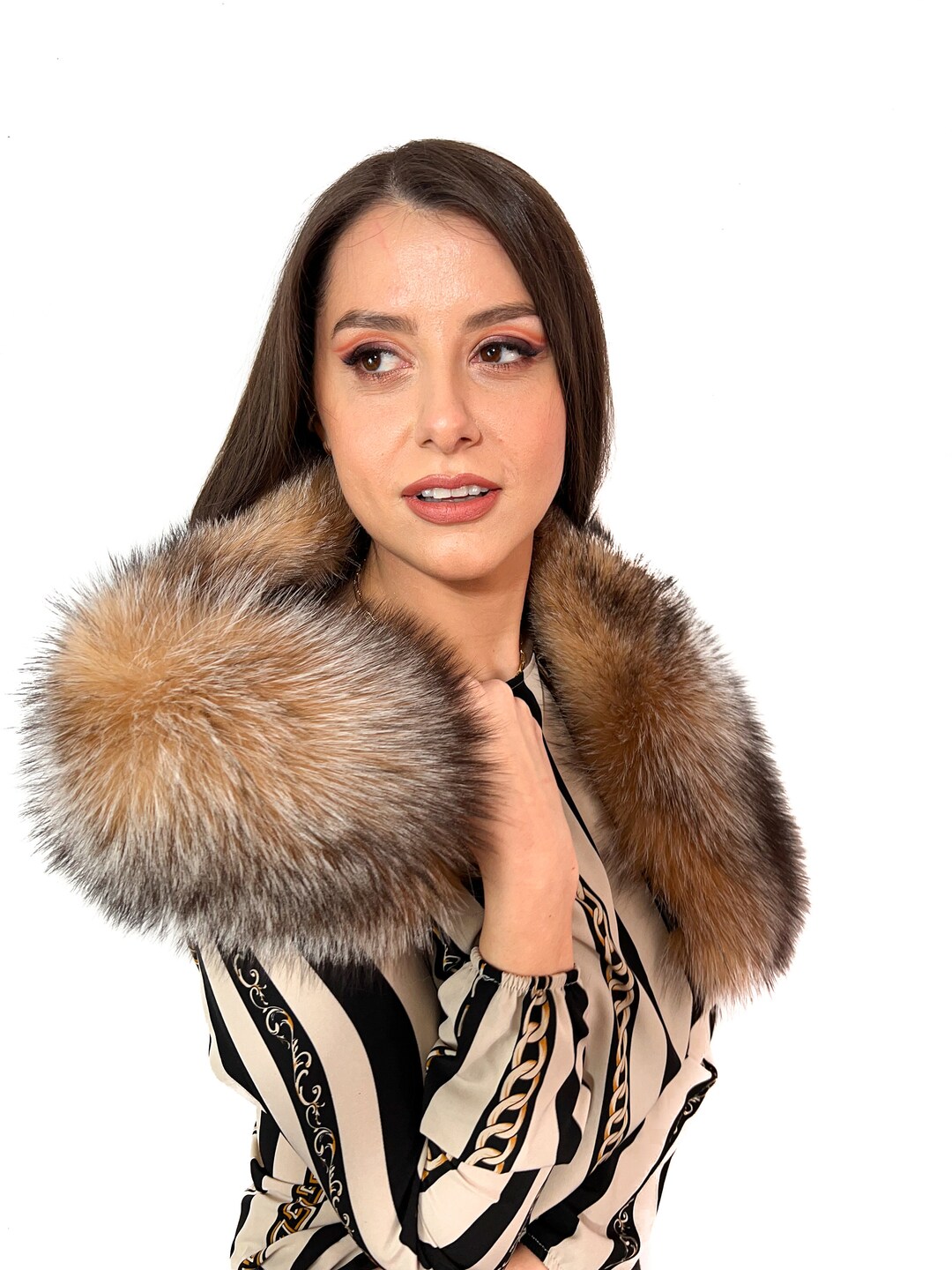 Amber Blue Frost Fox Fur Collar 35' 90cm Saga Furs Natural Fur Scarf ...
