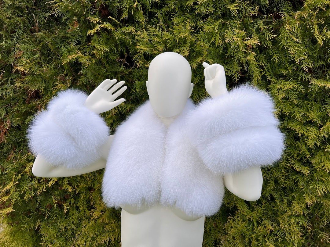 Arctic Fox Fur Collar 32' 80cm 4 Tails / Wristbands / Headband Saga ...