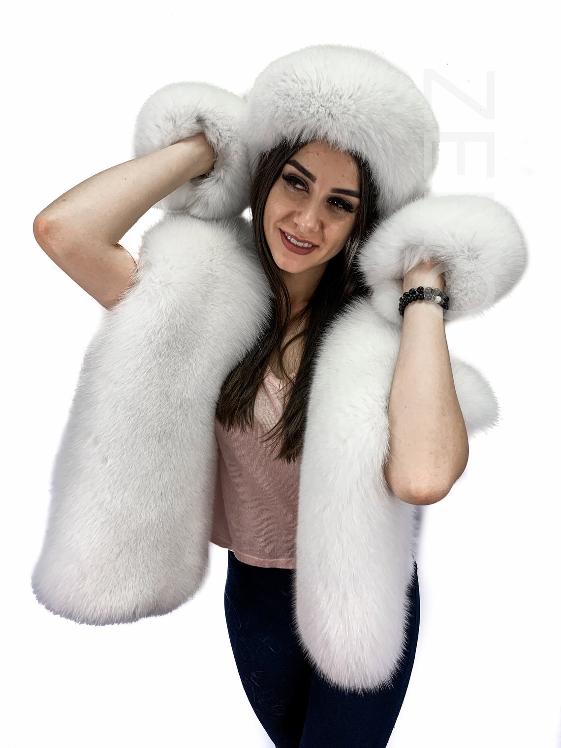 Double-sided Arctic Fox Fur Stole 75' 190cm Headband & | Etsy