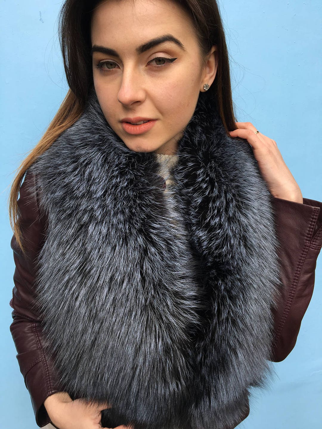 Silver Fox Fur Stole 50' 130cm Saga Furs Boa Collar Wrap Big Scarf - Etsy