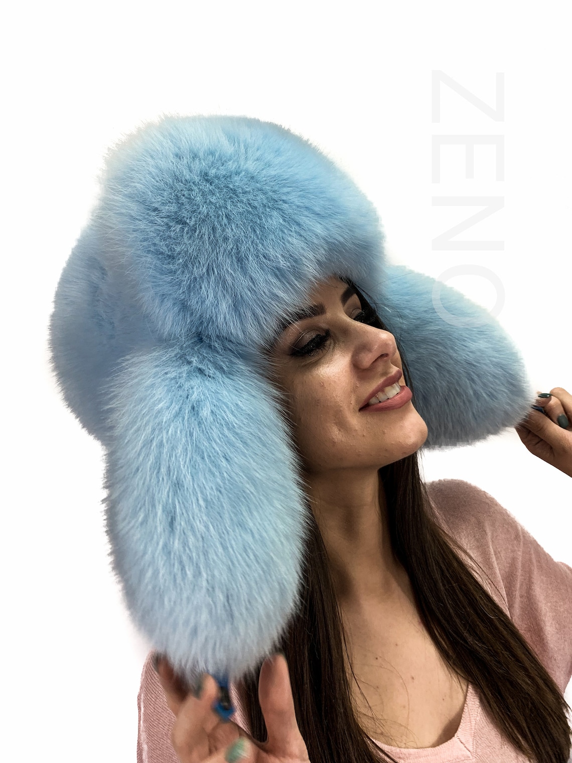 Arctic Fox Fur Hat Light Baby Blue Full Fur Ushanka Hat - Etsy