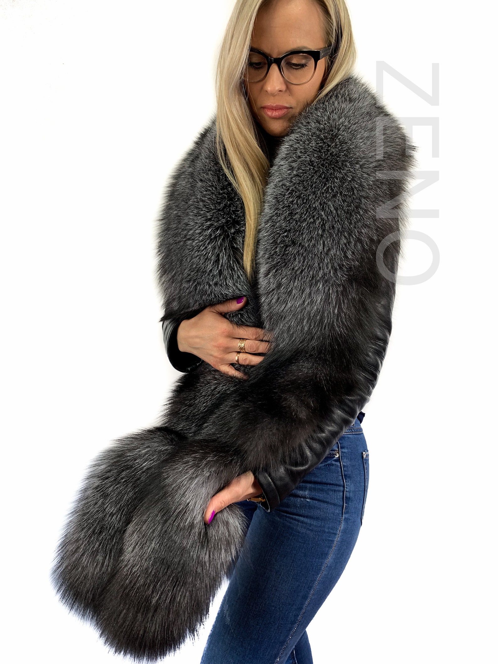 Blue Frost Fox Fur Collar 63' 160cm With Tails as - Etsy