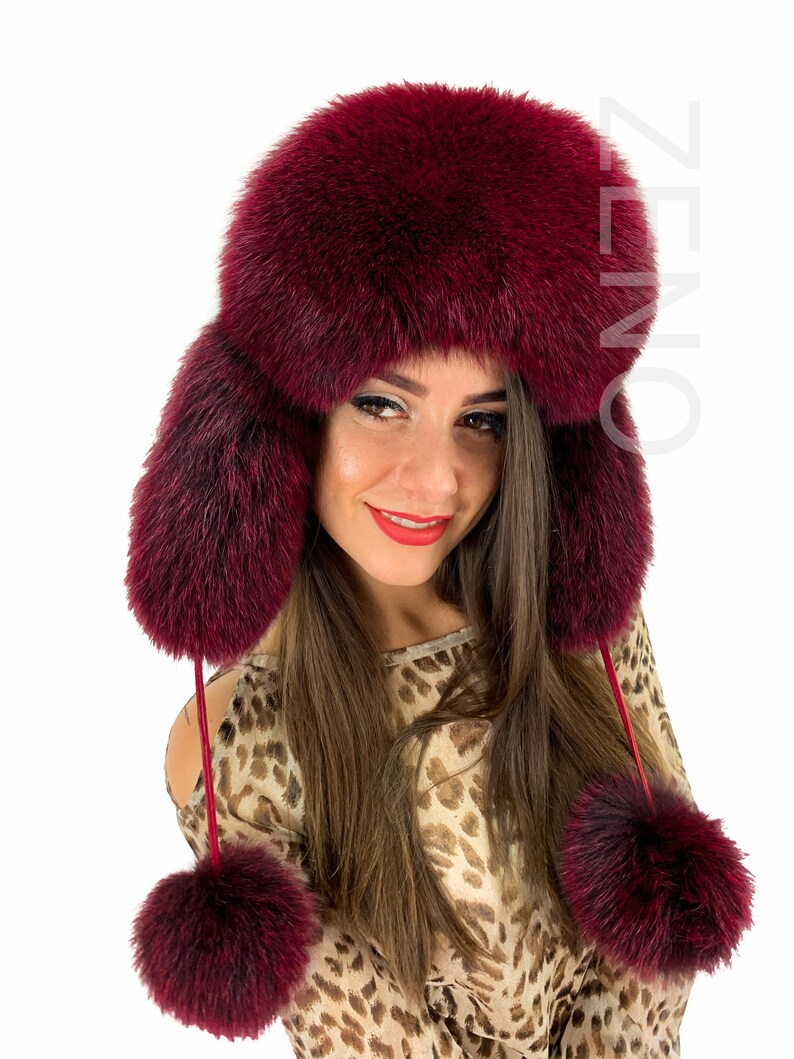 Finland Fox Fur Hat Saga Furs Ushanka Hat Burgundy Red Fur - Etsy