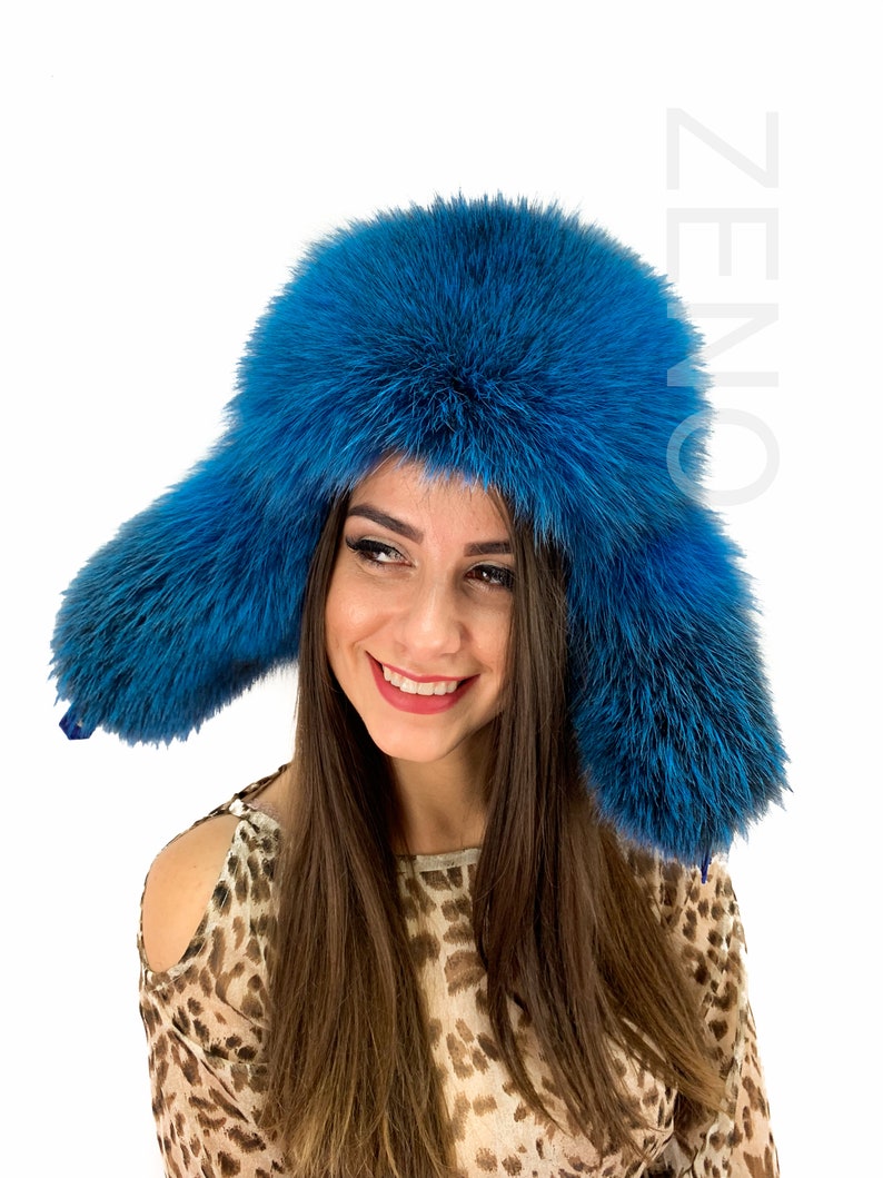 Blue Frost Fox Fur Hat Saga Furs Blue Color Fox Fur & Leather - Etsy