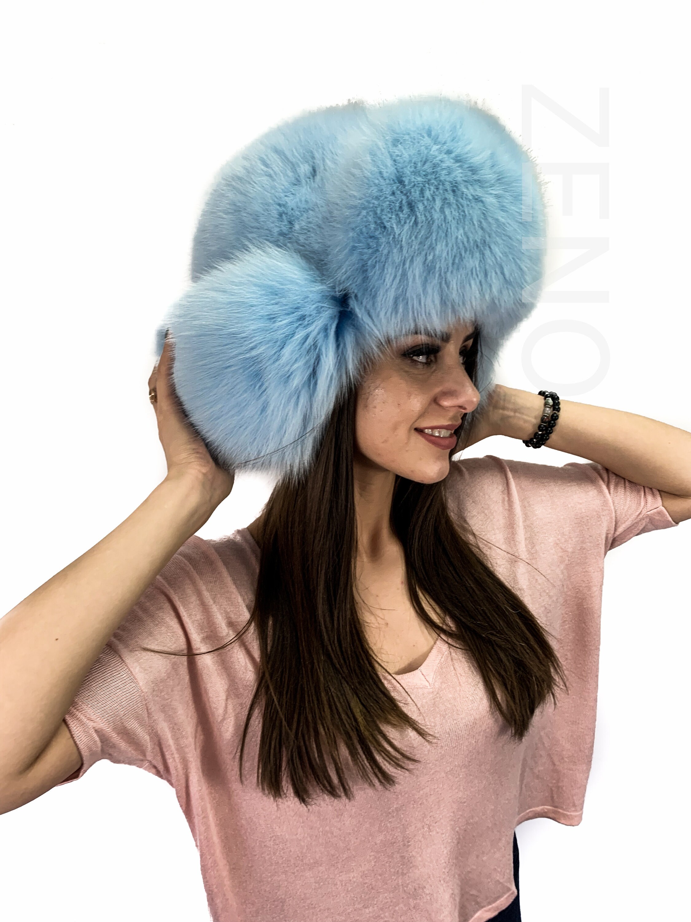 Arctic Fox Fur Hat Light Baby Blue Full Fur Ushanka Hat - Etsy