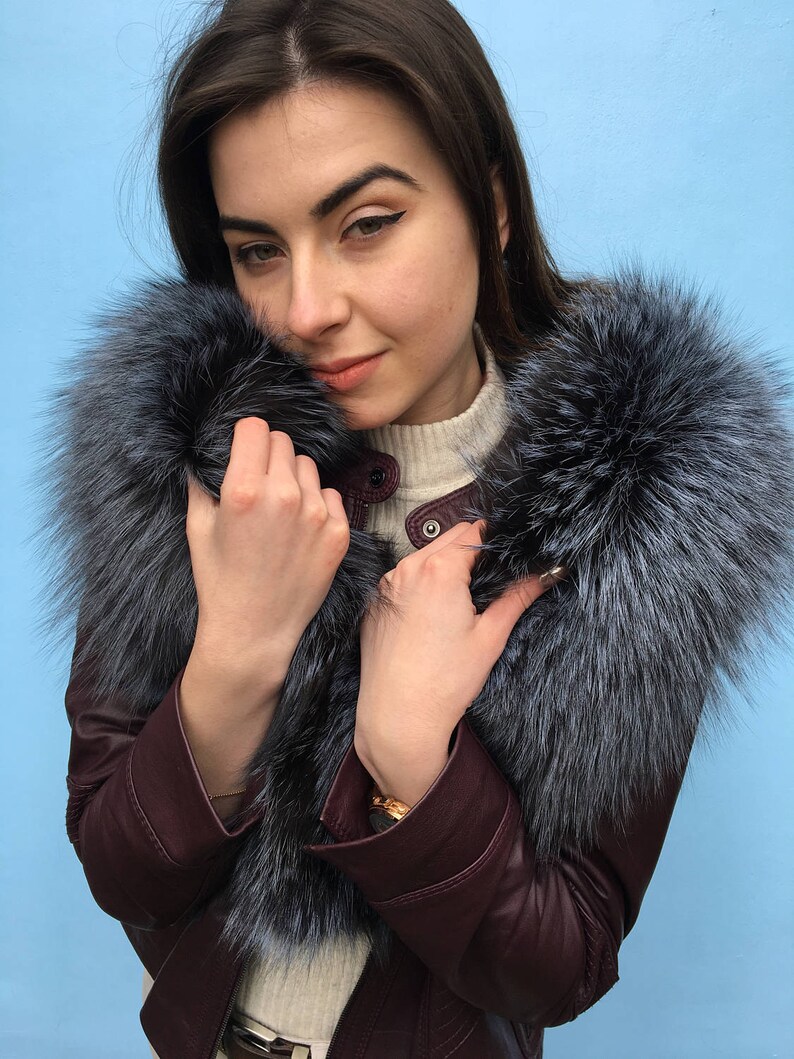 Silver Fox Fur Stole 50' 130cm Saga Furs Boa Collar Wrap - Etsy