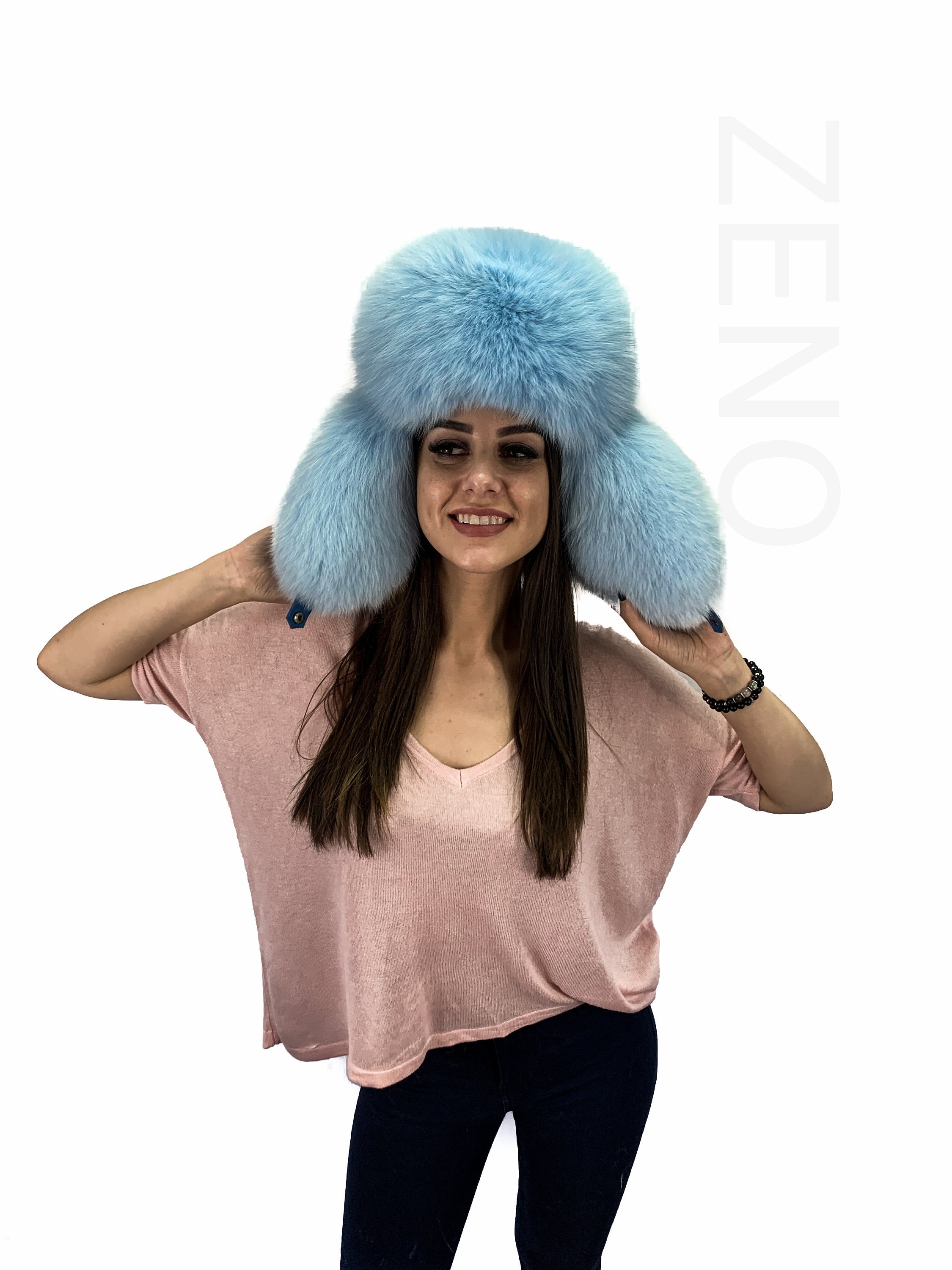Arctic Fox Fur Hat Light Baby Blue Full Fur Ushanka Hat | Etsy