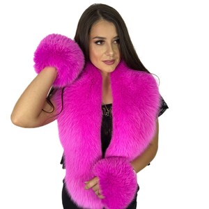 Arctic Fox Fur Stole 59' 150cm & Transformig Tails / Cuffs / Headband ...