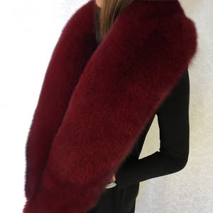 Fox Fur Stole 70' & Full Fur Hat Set Royal Dark Red Color - Etsy