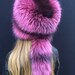 Silver Fox Fur Fur Hat Purple Pink Color All Fur Detachable Tail - Etsy