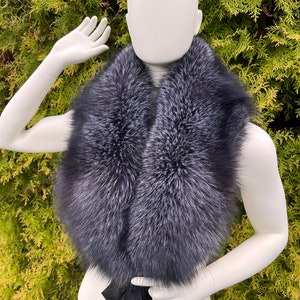 Blue Frost Fox Fur Collar 40' 100cm Saga Furs Natural Fur Collar ...