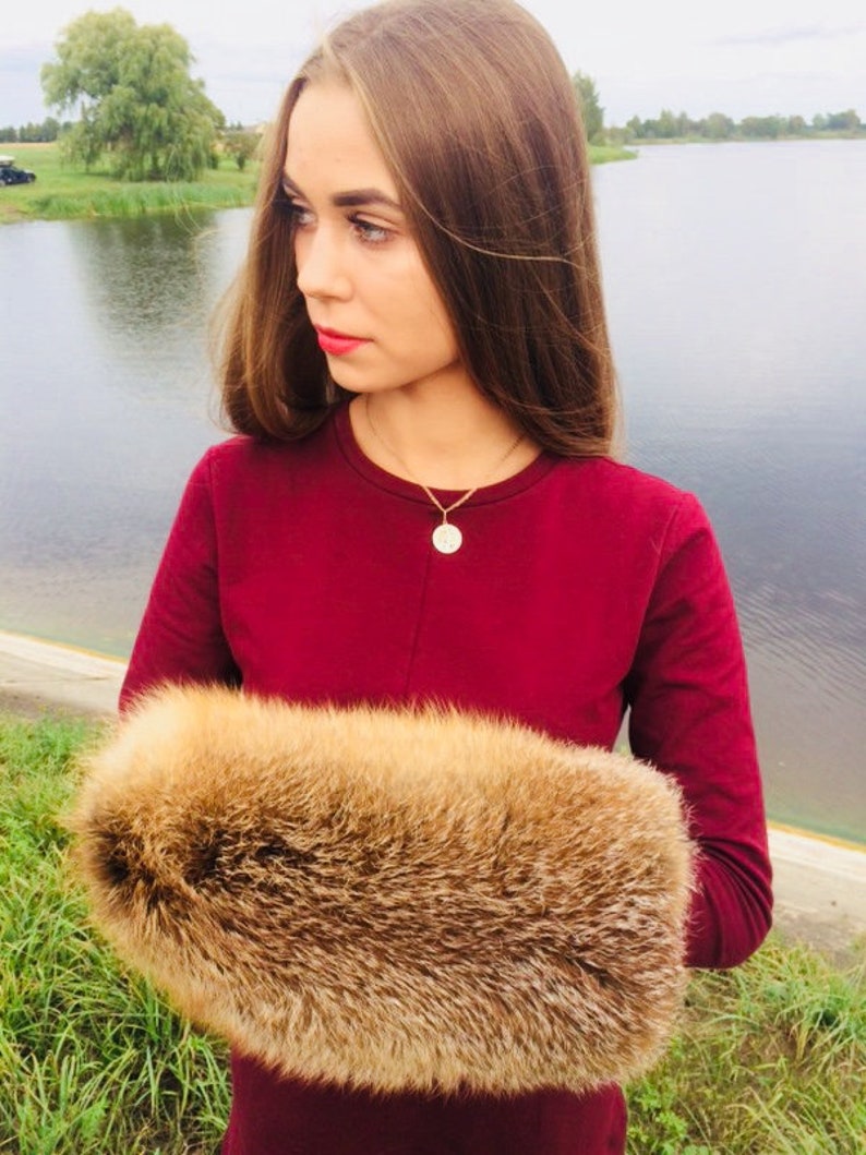 Natural Red Fox Fur Hand Muff / Purse With Pocket Inside - Etsy