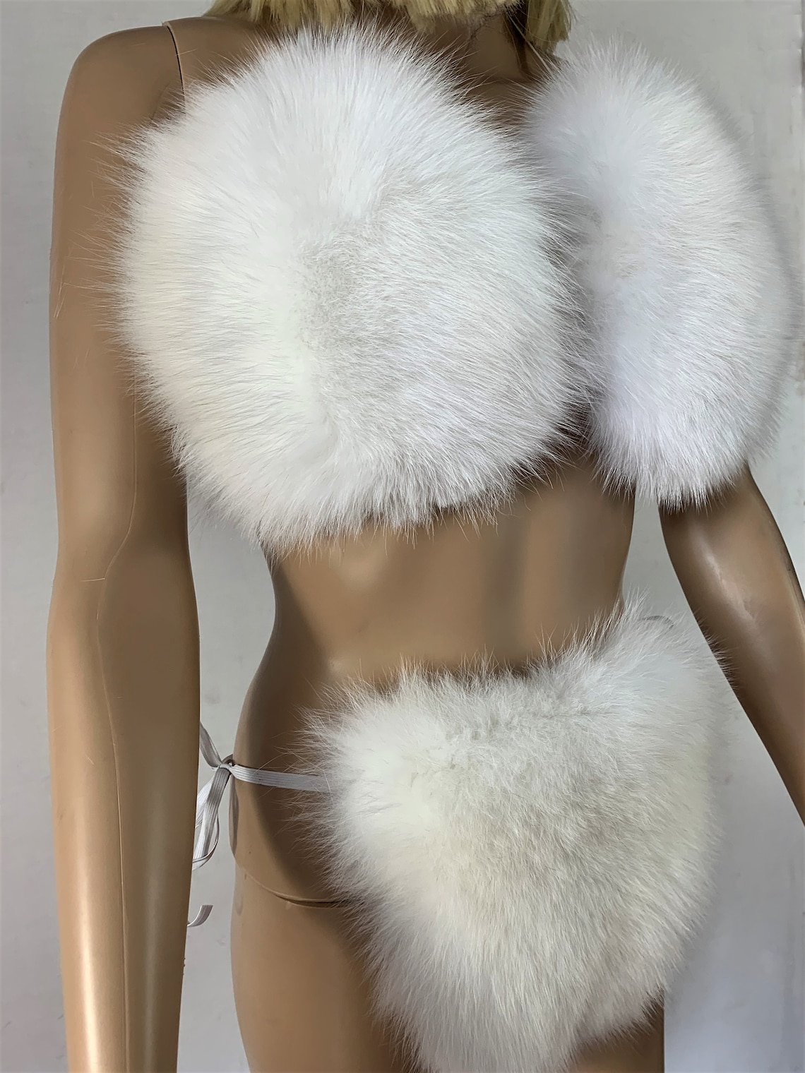 Arctic Fox Fur Bikini Double Sided Fur Two Pieces Bikini Fur Etsy